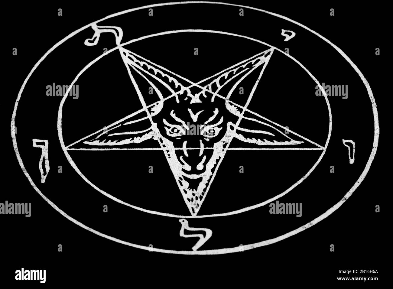 White Pentagram and Horned Goat head on black background Stock Photo ...