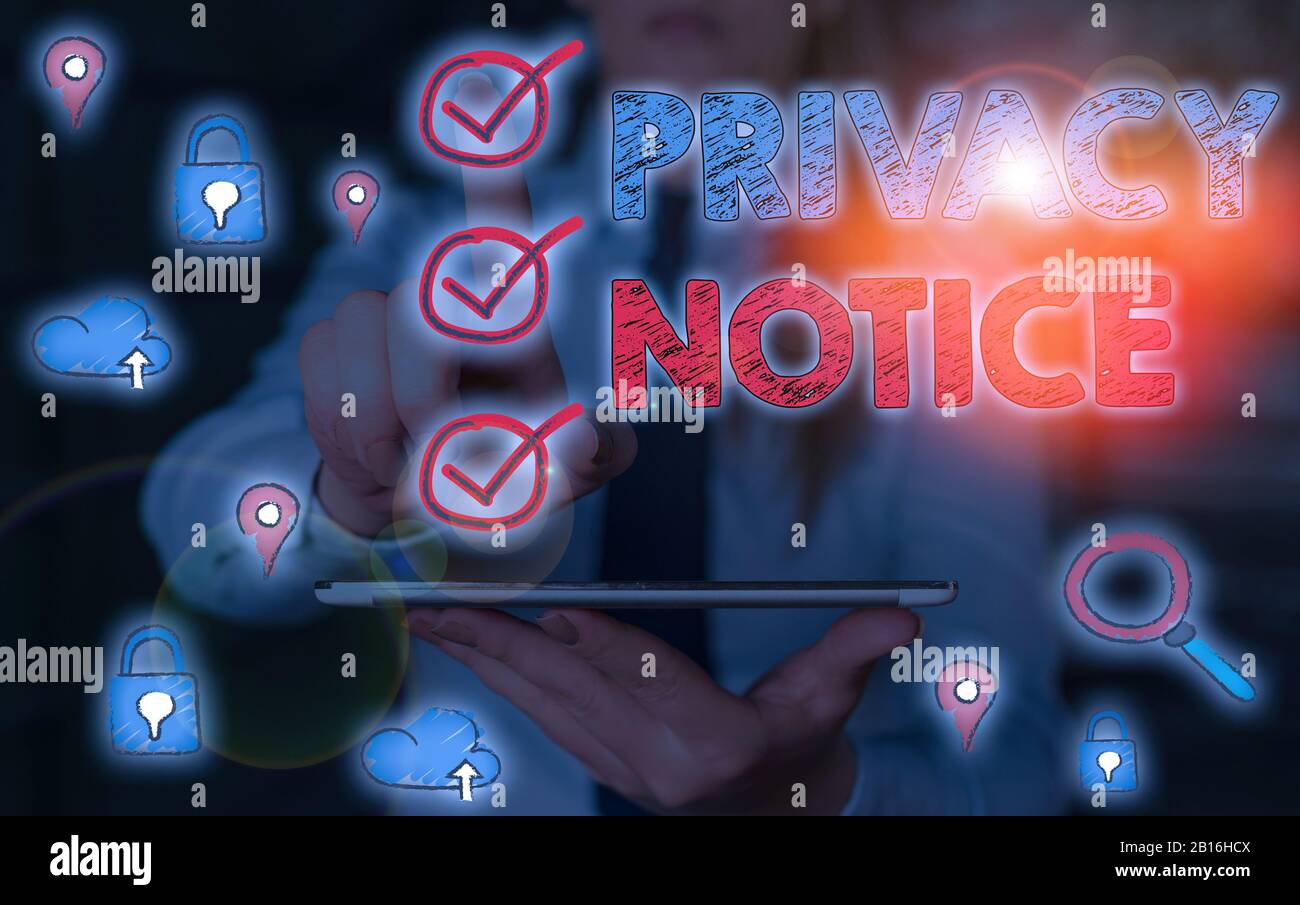 Conceptual hand writing showing Privacy Notice. Concept meaning fulfils ...
