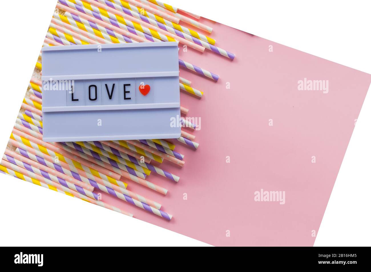 Happy Valentines Day light box message with red flower petals and ...