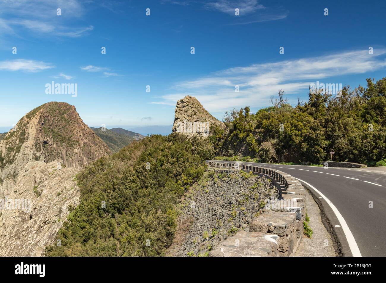 Panoramic view of Rocks - Los Roques in La Gomera island. A volcanic ...