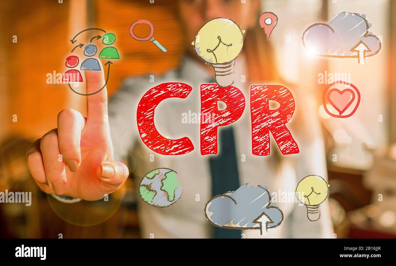 Writing note showing Cpr. Business concept for cardiopulmonary ...