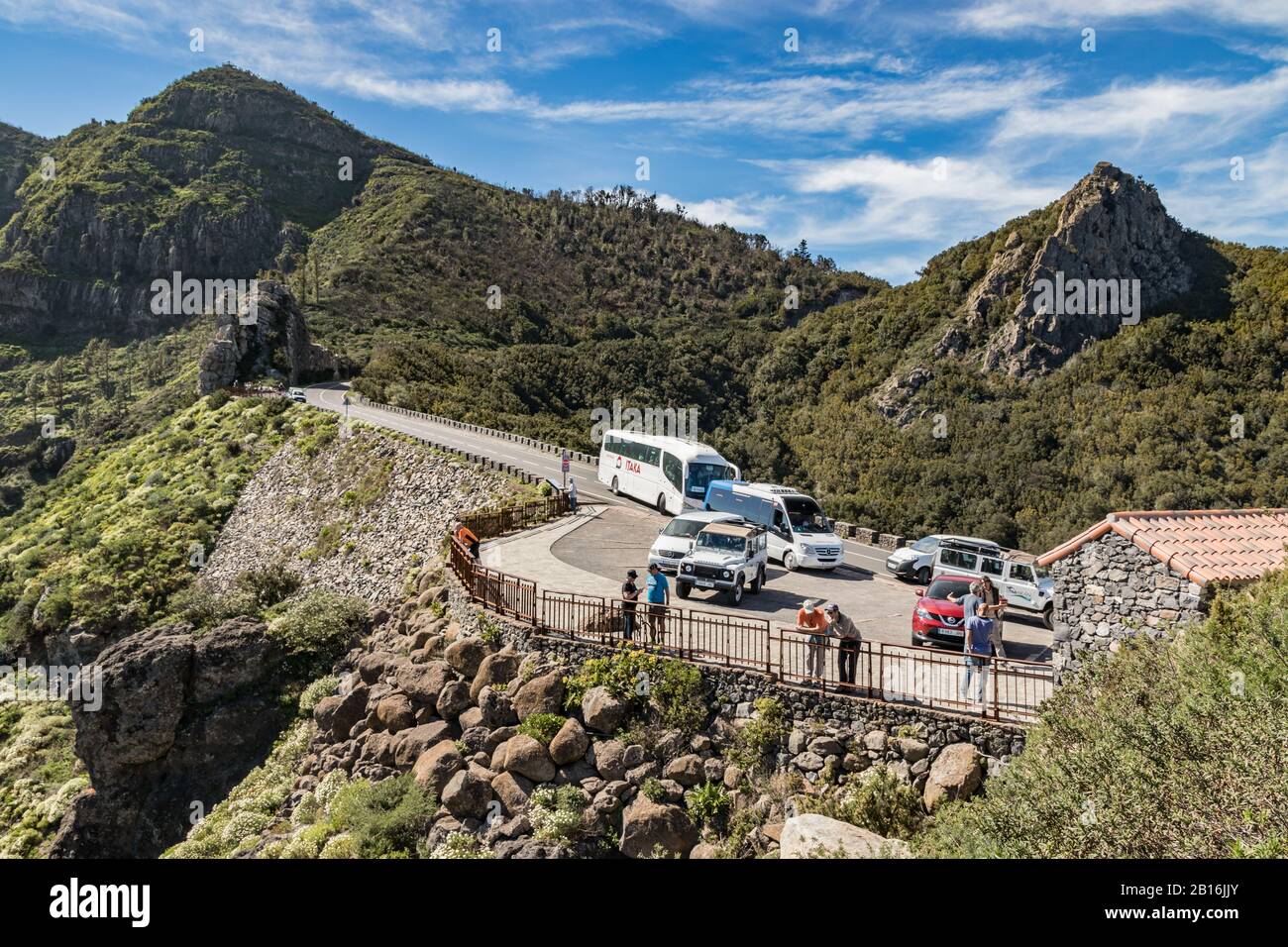 Los Roques in La Gomera island. A volcanic plug, also called a volcanic ...