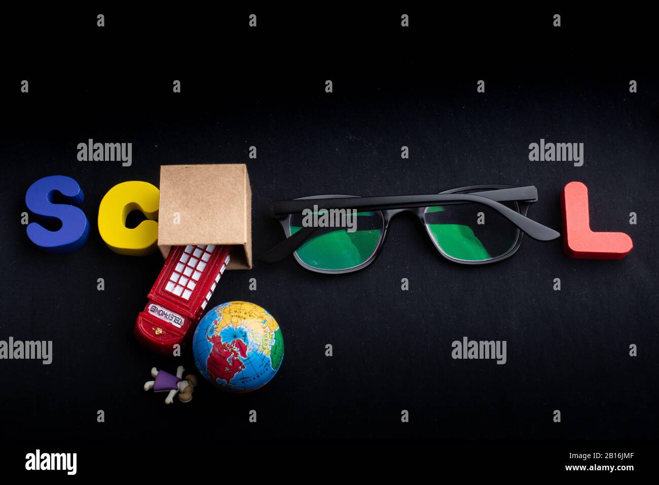 Education concept by School lettering with colorful wooden letters ...