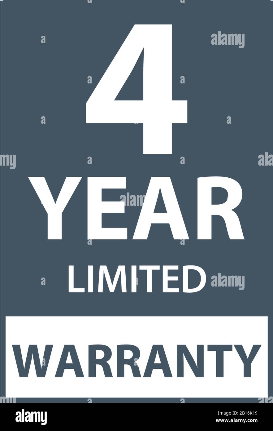4 years limited warranty icon or label, certificate for customers ...