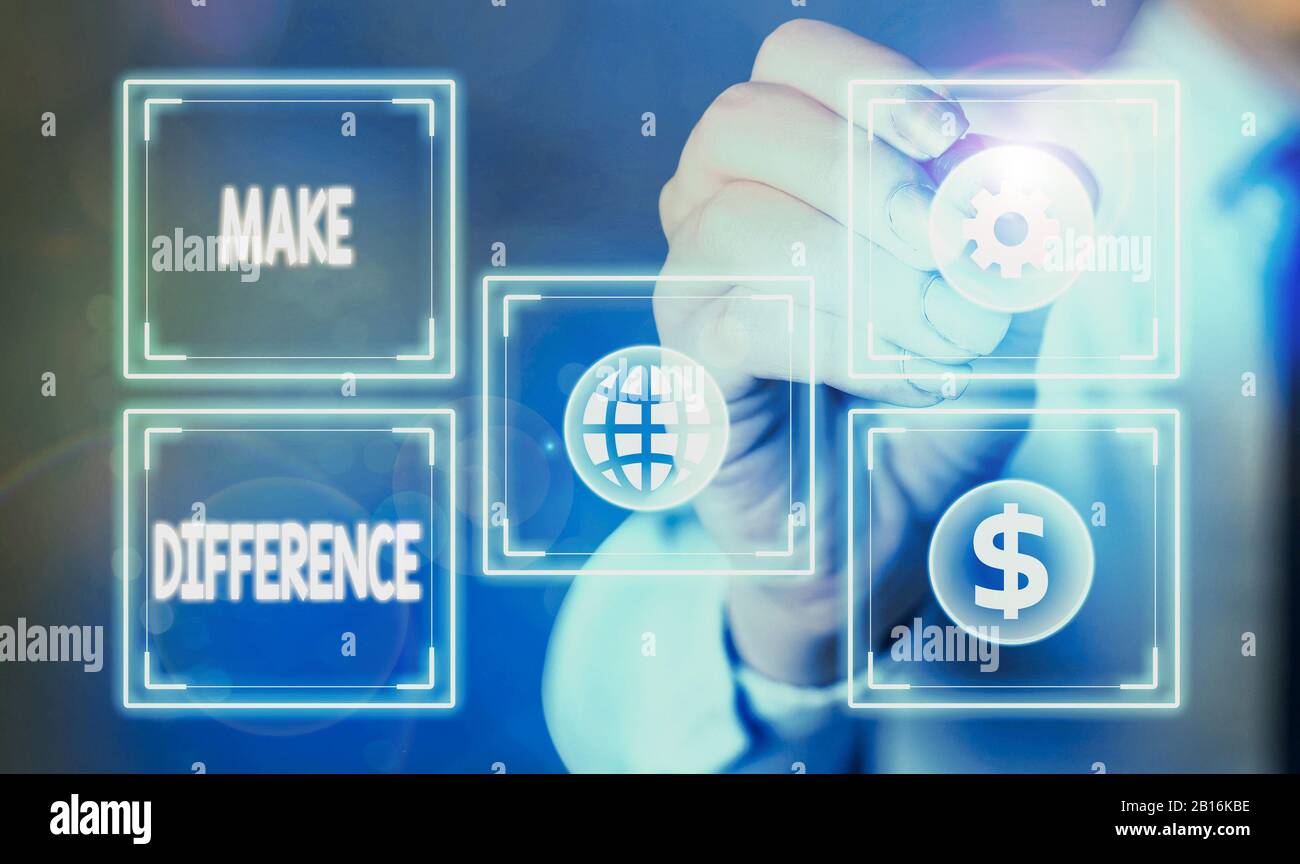 Writing note showing Make Difference. Business concept for to cause a ...