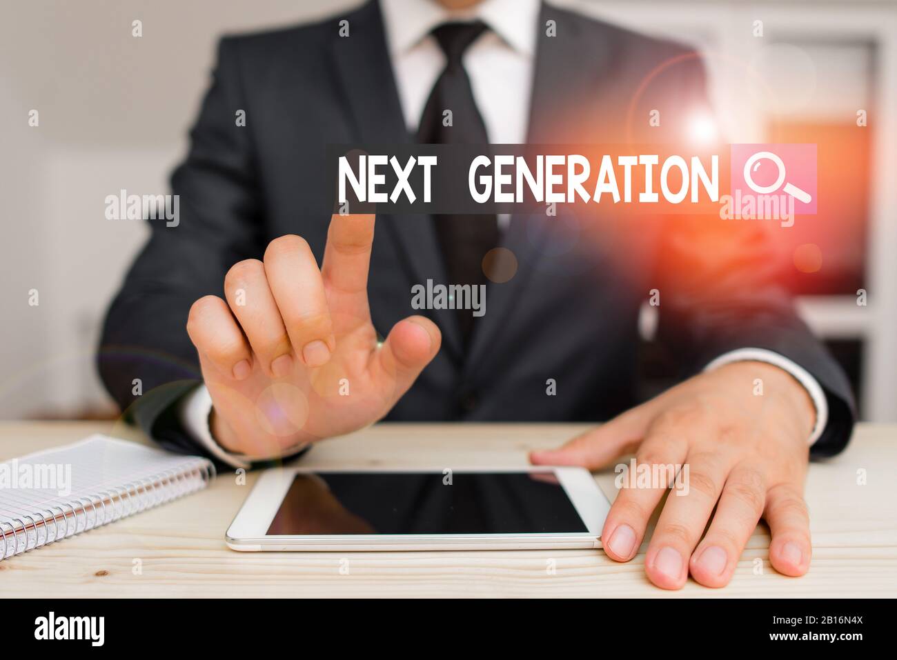 Writing note showing Next Generation. Business concept for product that ...