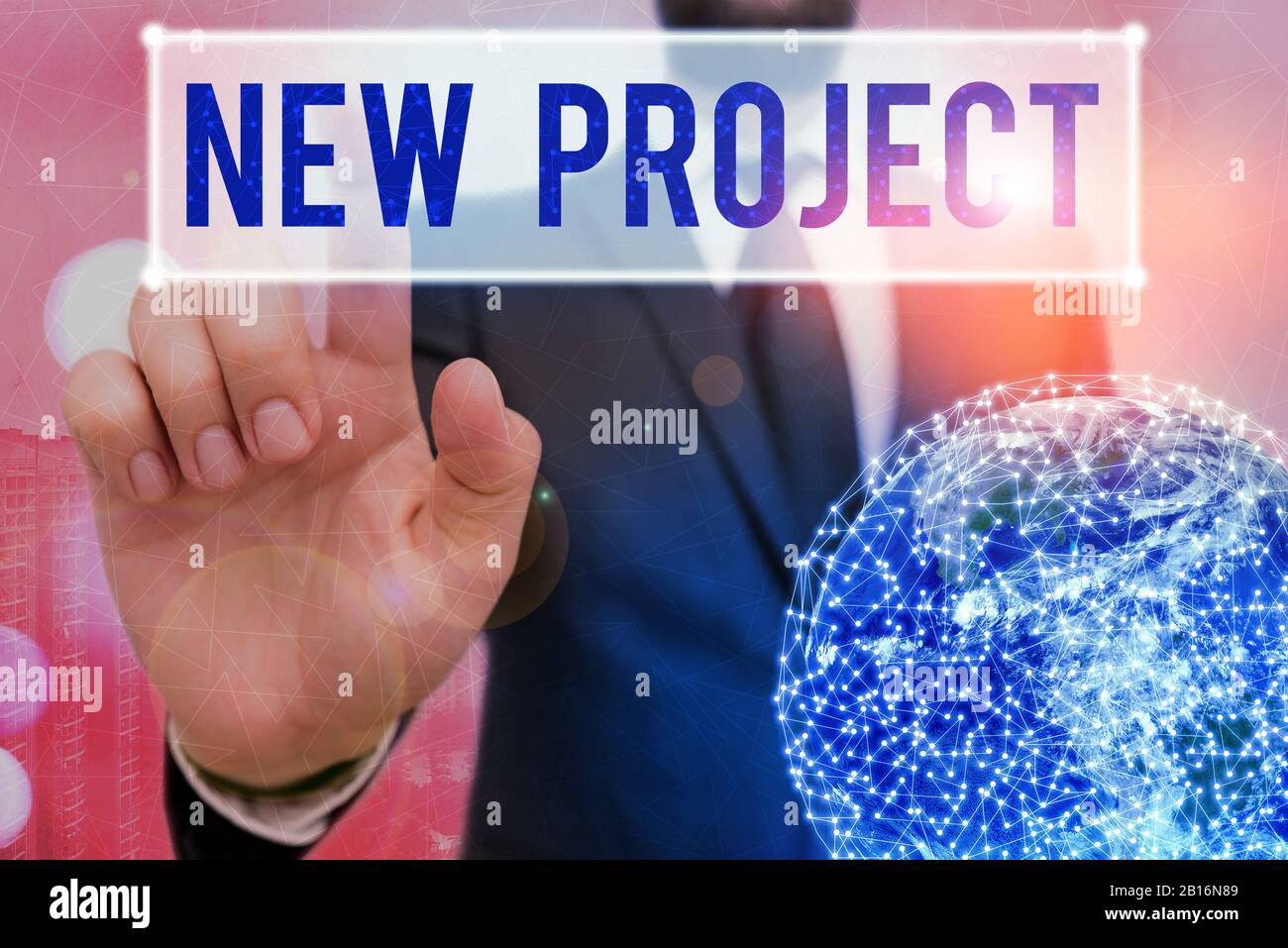 Writing note showing New Project. Business concept for Planned set of ...