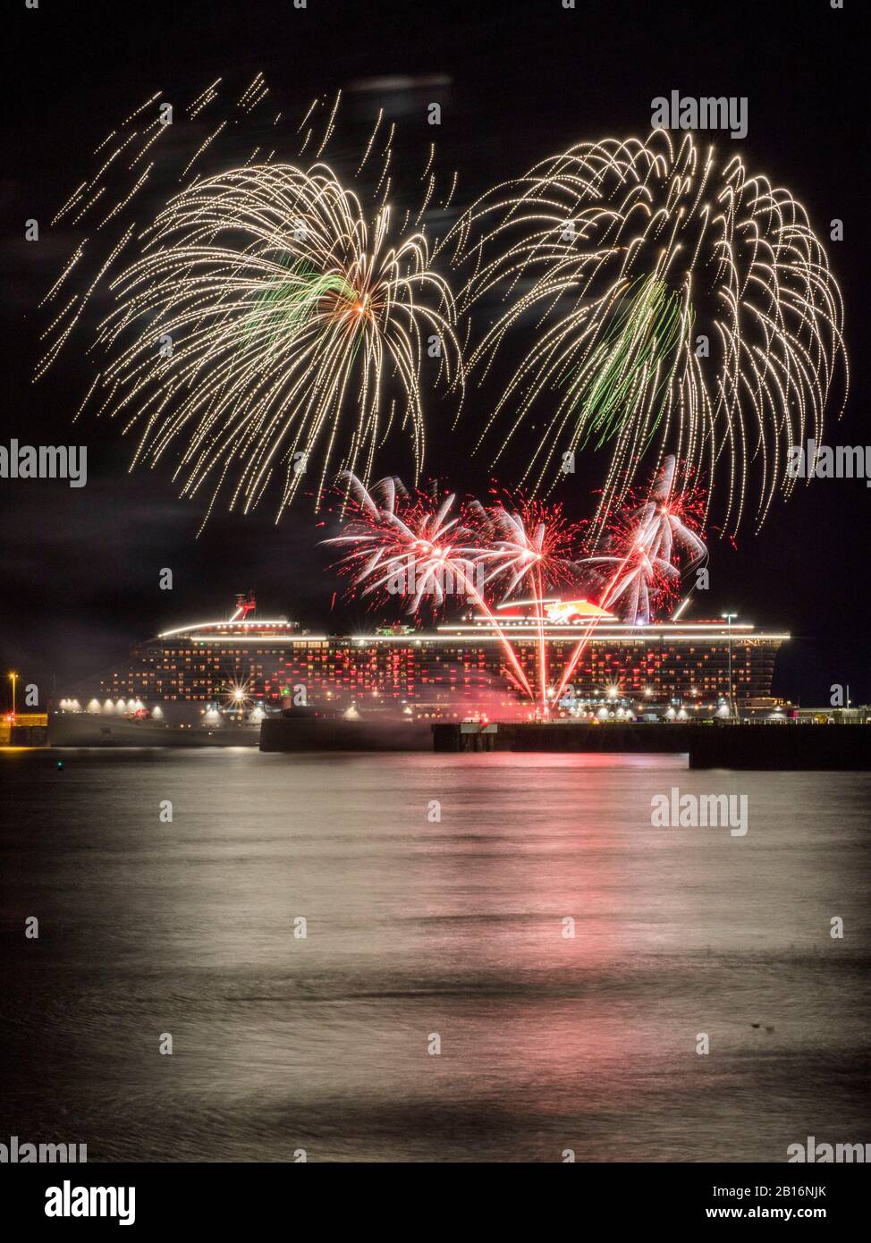 Dover, Kent, UK. 23rd Feb, 2020. Fireworks in Dover harbour this ...