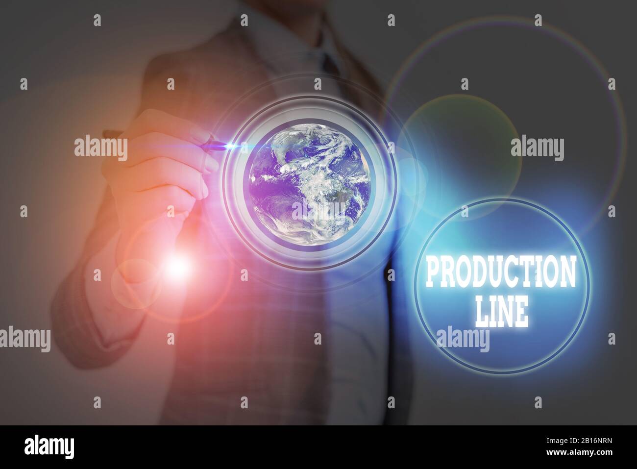 Writing note showing Production Line. Business concept for set of ...