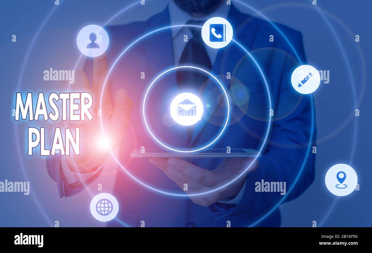 Handwriting text Master Plan. Conceptual photo dynamic longterm ...