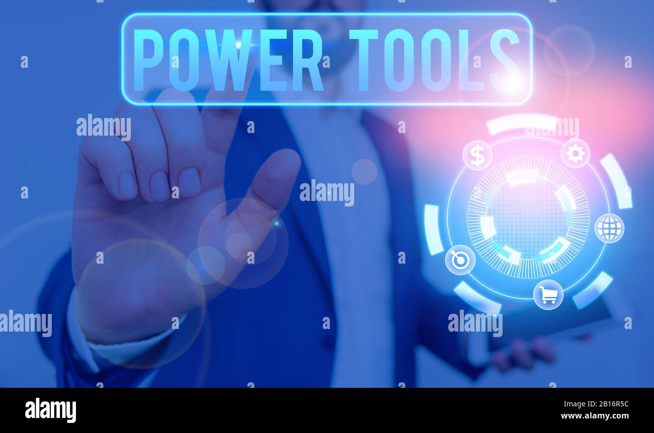 Conceptual hand writing showing Power Tools. Concept meaning tool that ...
