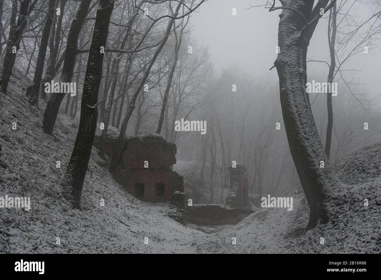 Przemysl Fortress: Artillery Fort I Salis-Soglio. Defensive brick walls ...