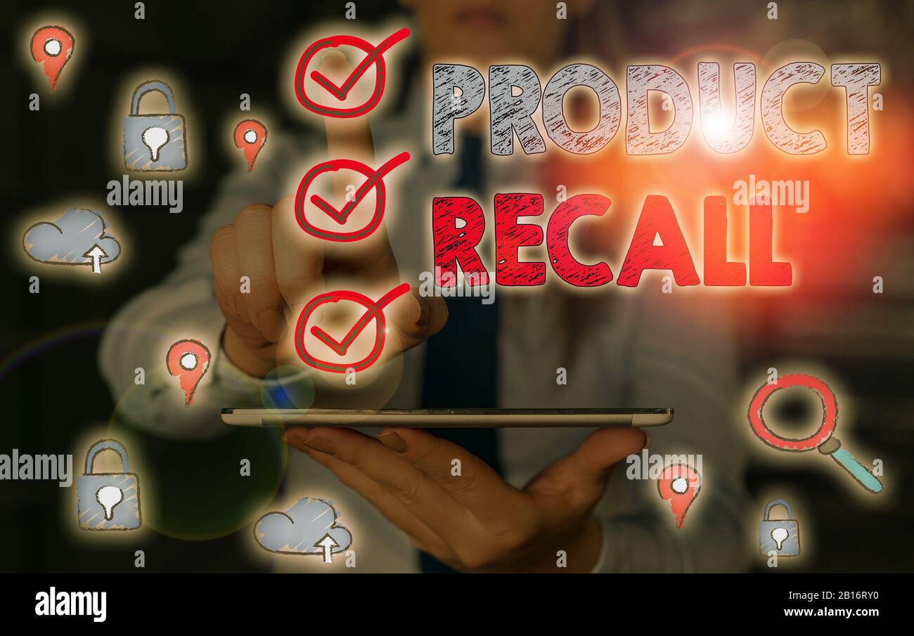 Conceptual hand writing showing Product Recall. Concept meaning process ...