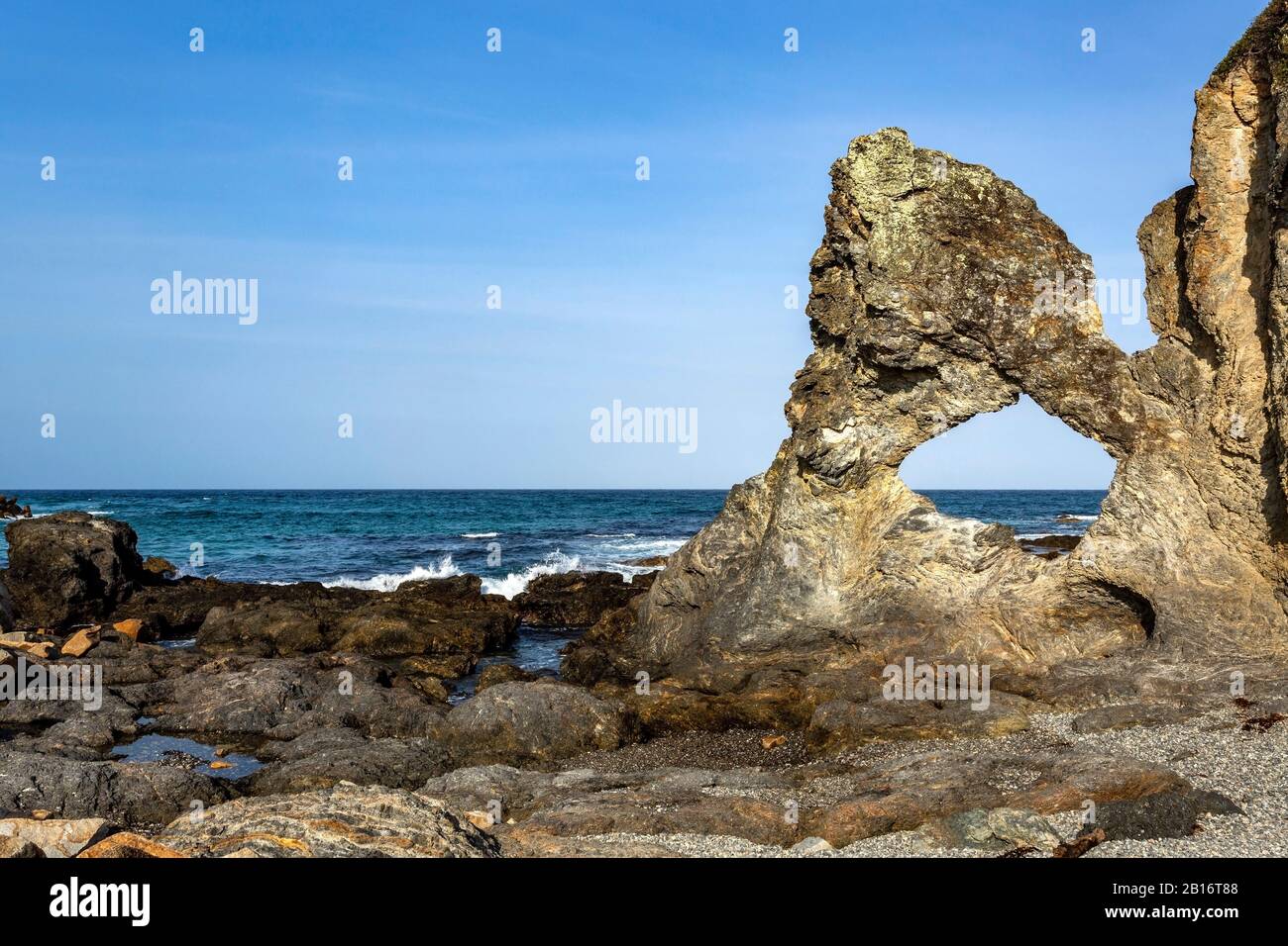 View of the hole in the rock at Wagonga Head, with its remarkable ...