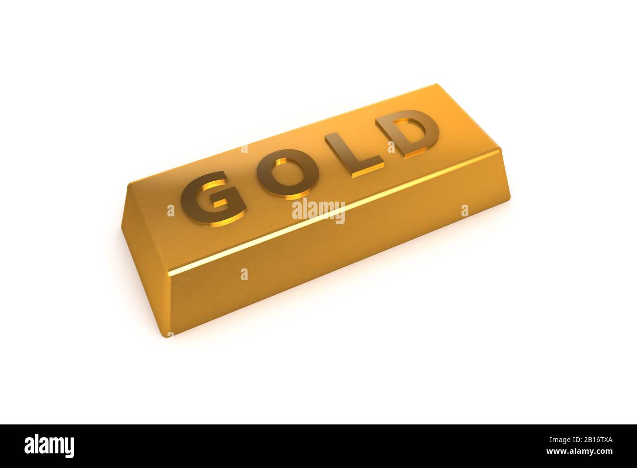 3d rendering, one piece, single gold bar, isolated on white background ...