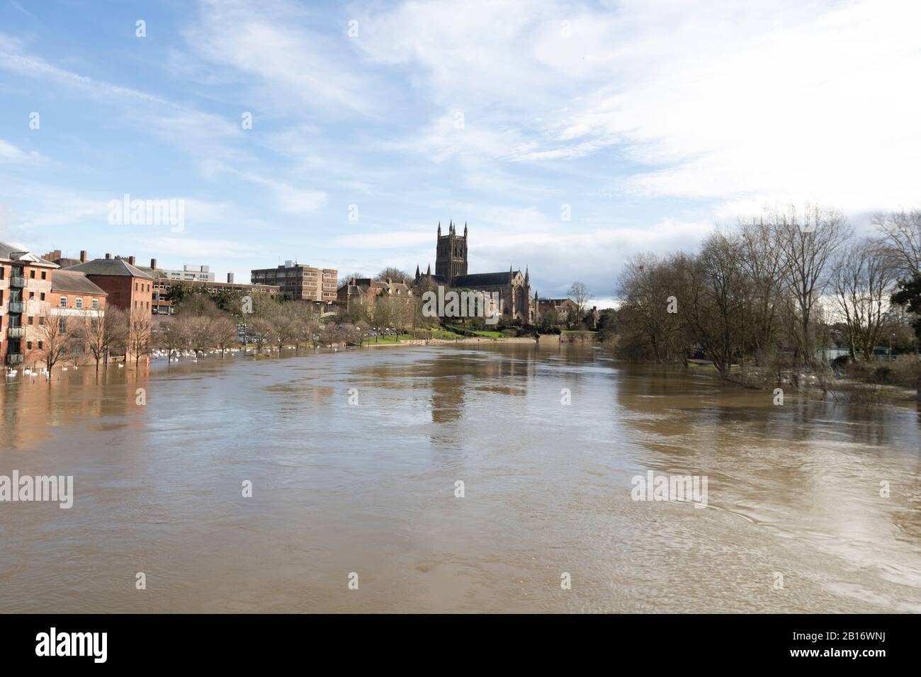 23/02/20120, Sabrina Bridge, Worcester England UK, the floods decrease ...
