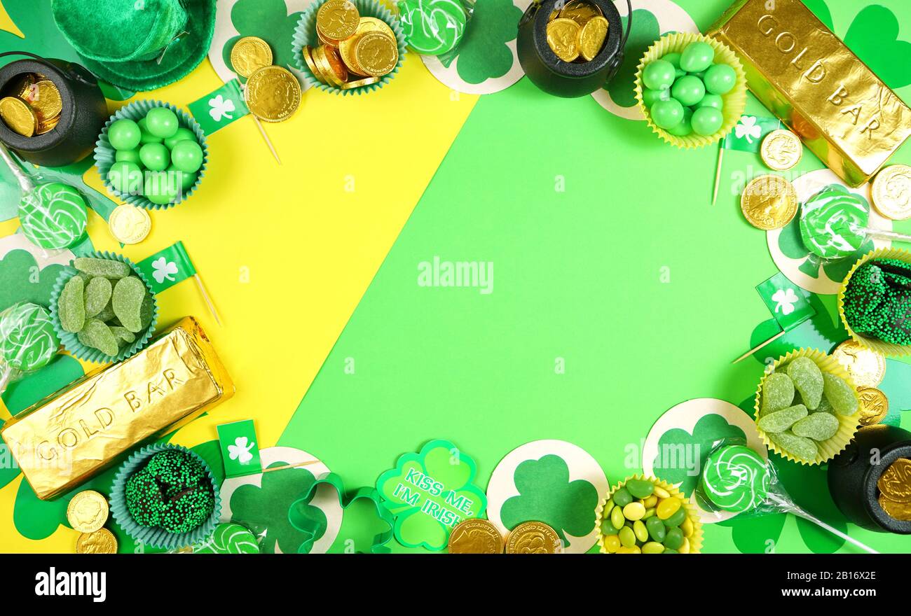 St Patrick's Day creative composition flat lay layout with chocolate ...