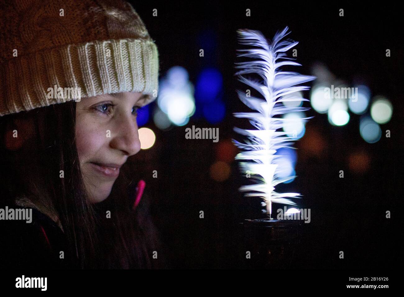 Pictured Amy Bell 11 looks at 'Eloa of the digital Forest' by Steve ...
