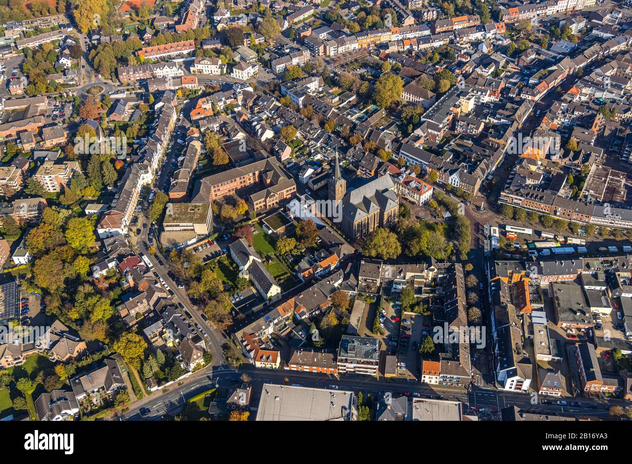 aerial view, view of the town centre of Geldern, catholic church St ...