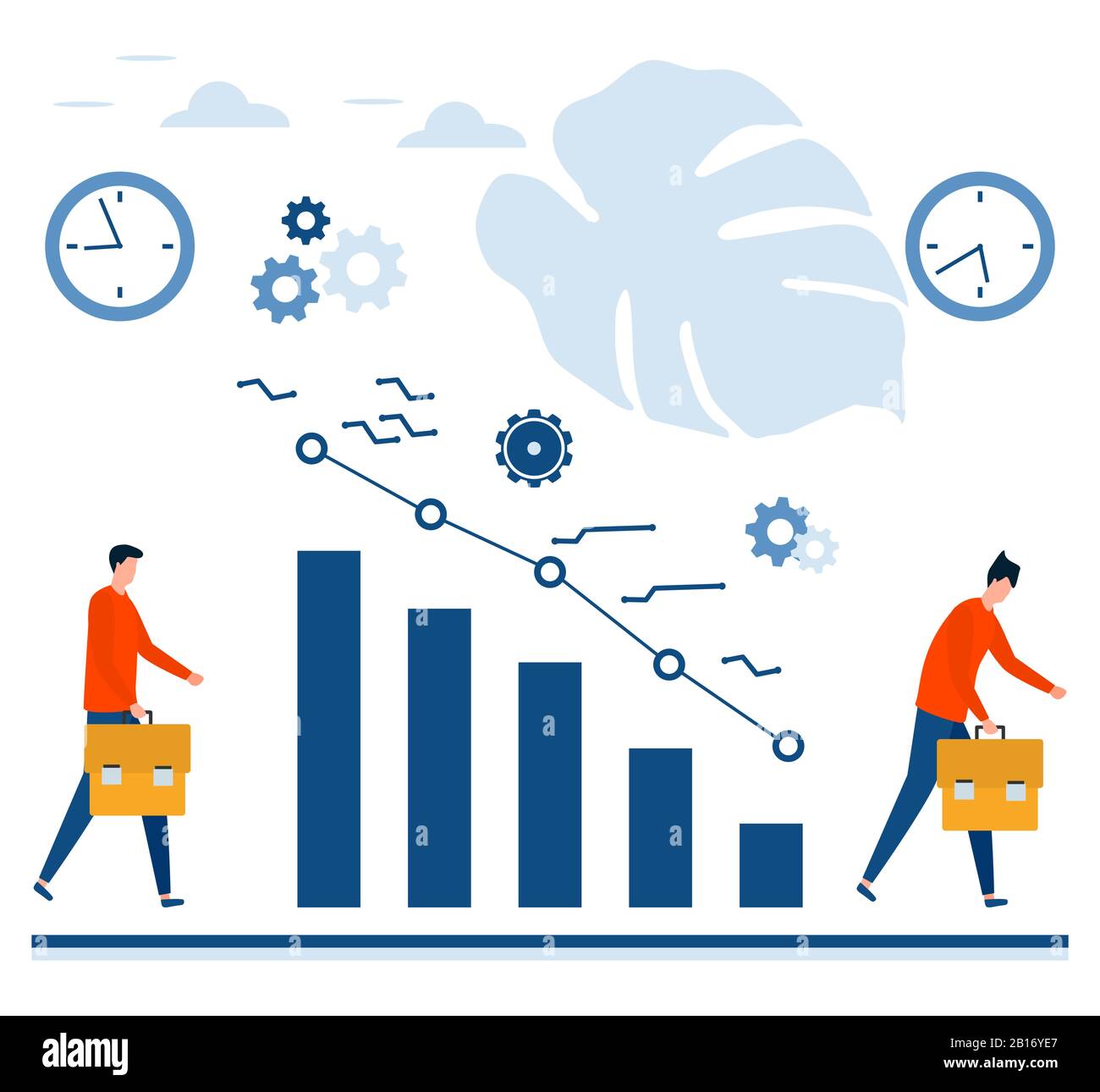 Vector illustration Human, Performance Chart. Declining people’s ...