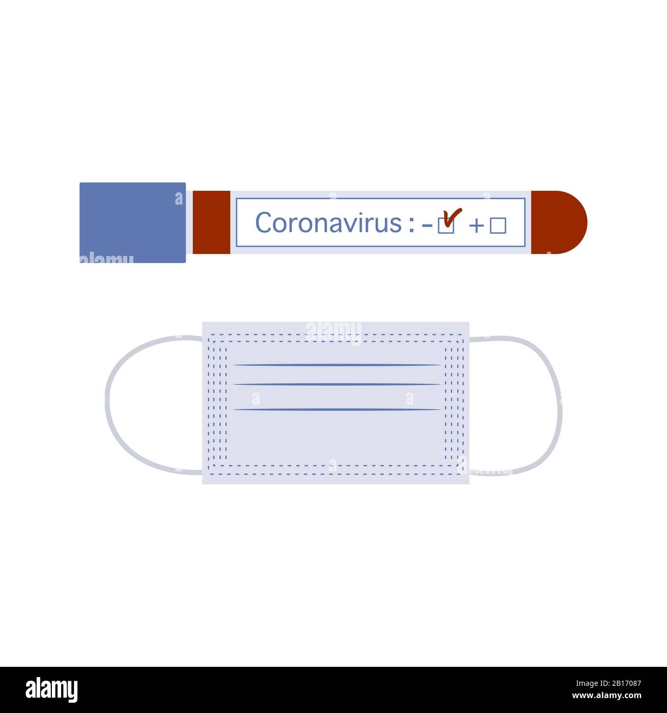 Vector illustration Blood tube, negative Chinese corona virus ncov test ...