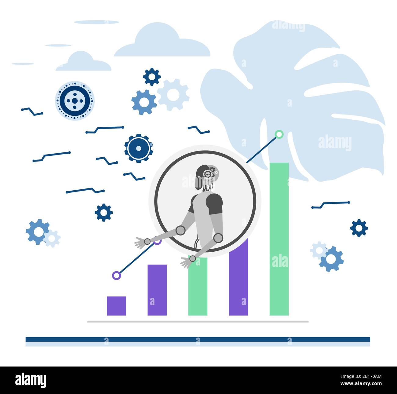 Vector illustration Robot, Performance Chart. Competition, stamina ...