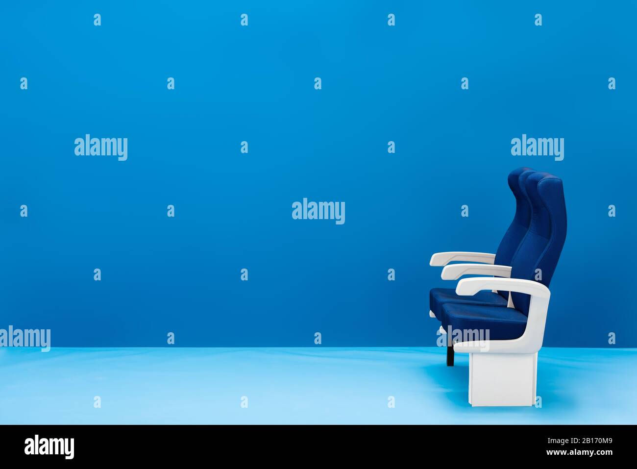 bright and colorful seats on blue background with copy space Stock ...