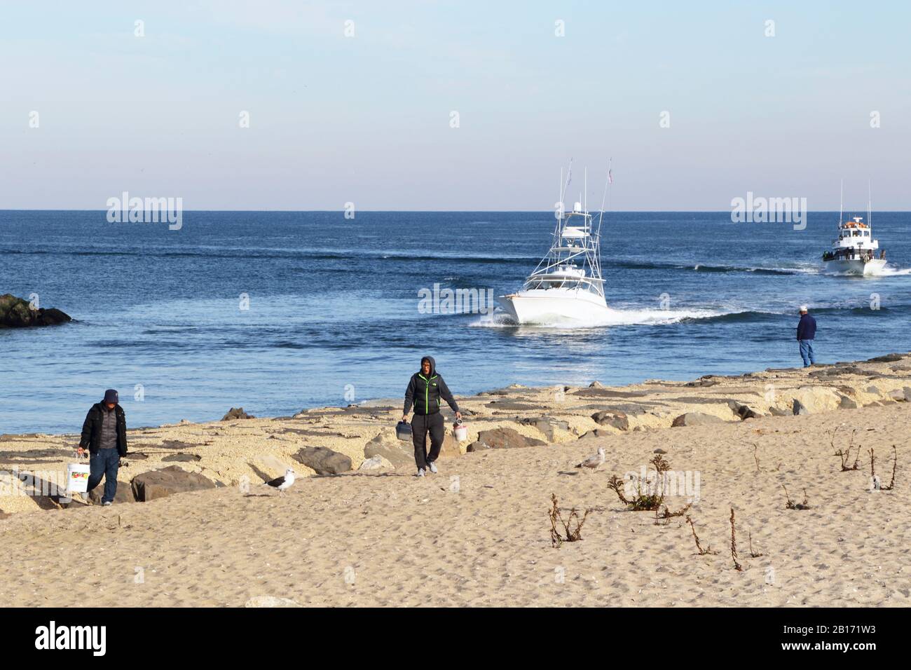 The Shark River Inlet connects the Shark River to the Atlantic Ocean. A ...