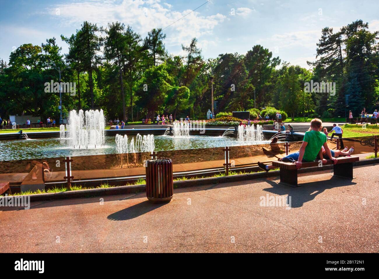 Moscow, Russian Federation - August 2, 2017: Lifestyle in Sokolniki ...