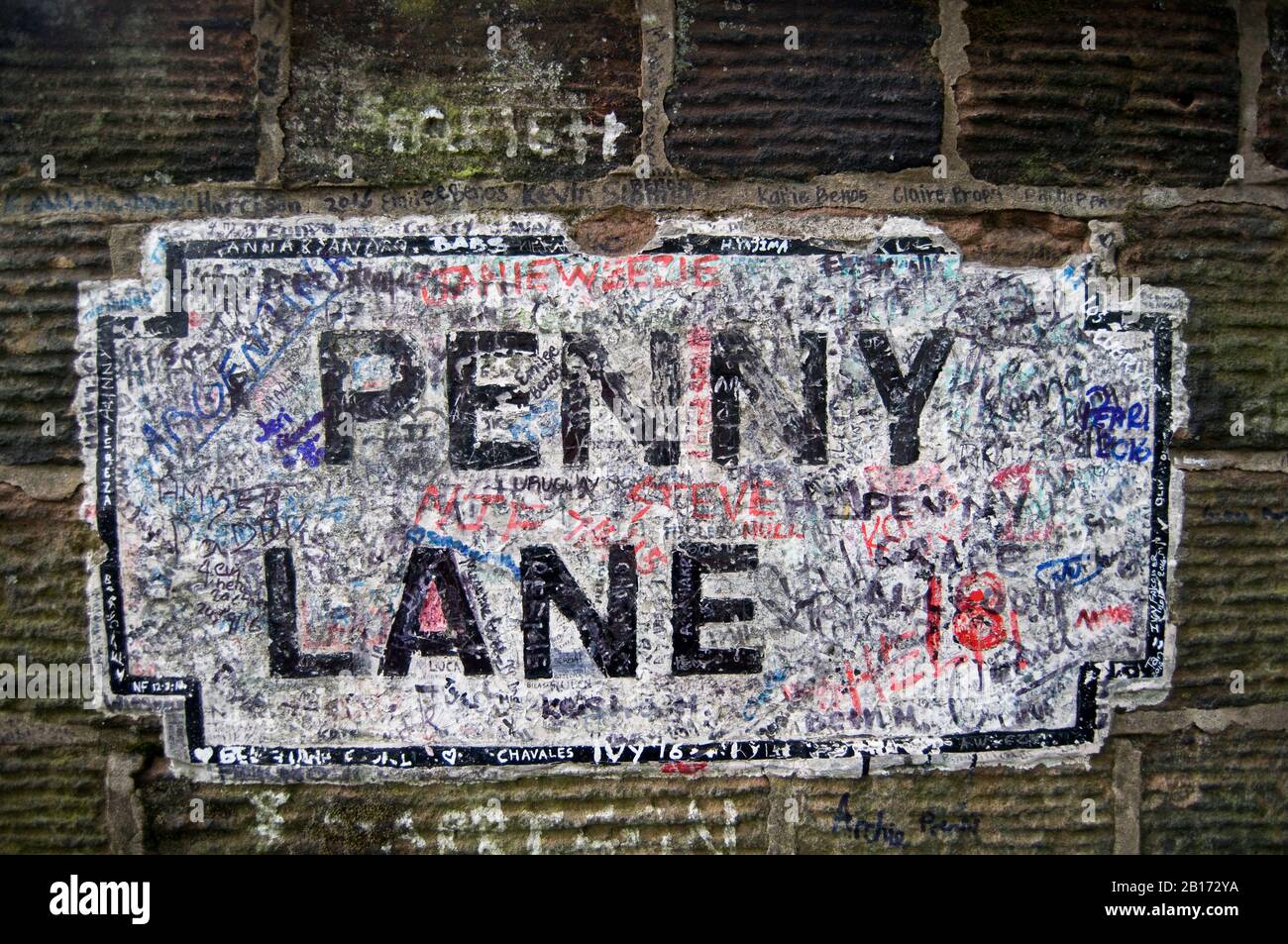 Painted Wall Sign In Penny Lane Liverpool England UK Stock Photo - Alamy