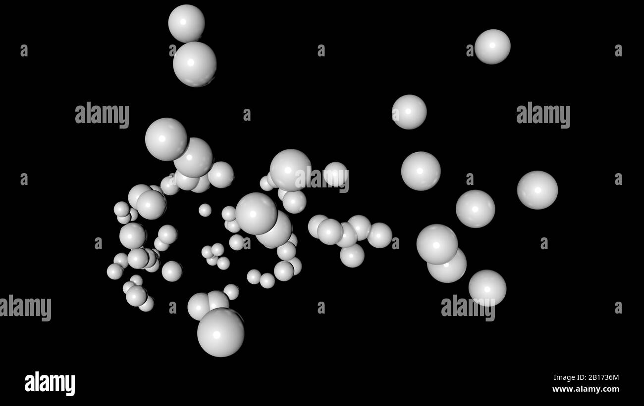 3d rendering of white flying sphere isolated on a black background ...