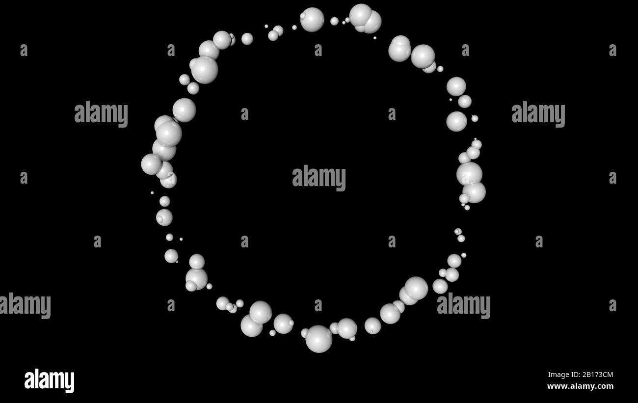 3d rendering of white flying sphere isolated on a black background ...