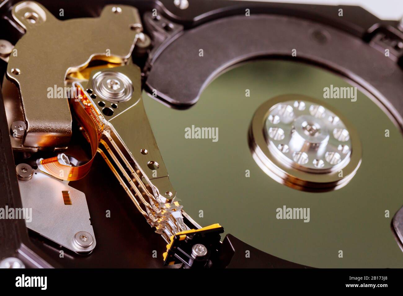 Hard disk repair computer industry in disassembled broken hard disk ...