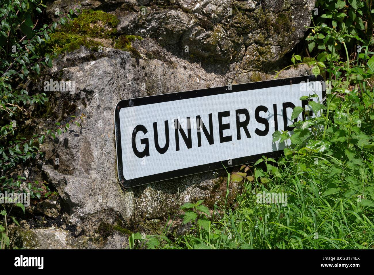 Village sign, Gunnerside, Swaledale, Yorkshire Dales National Park ...
