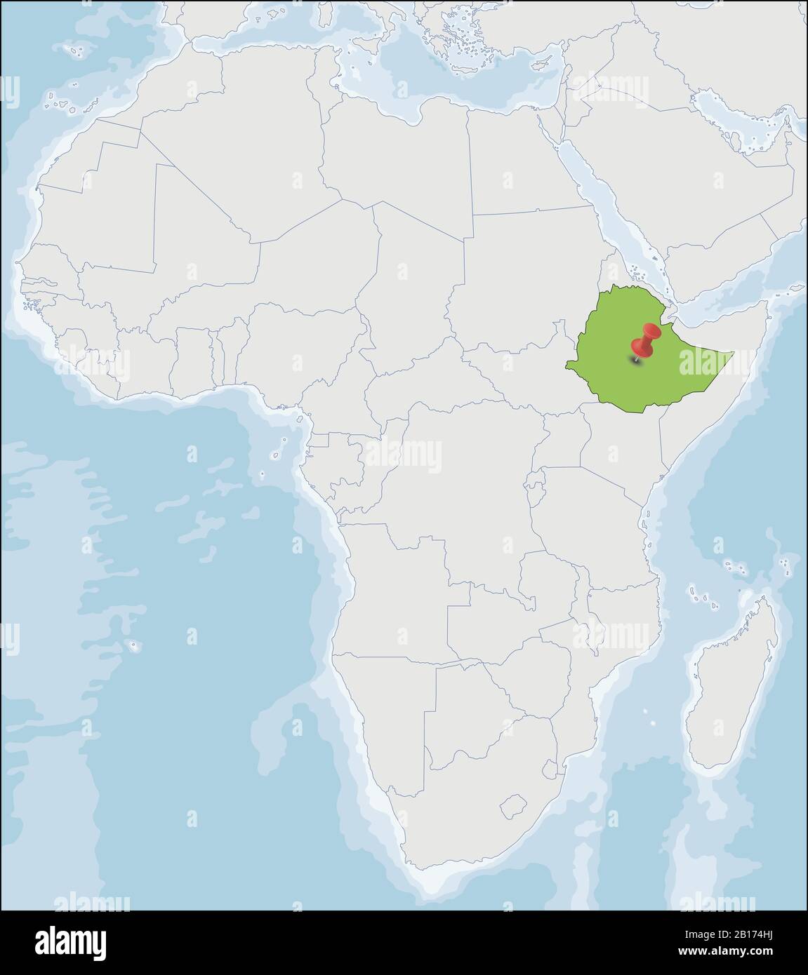 Ethiopia Map Africa Ethiopia Map Showing Country Highlighted In Green