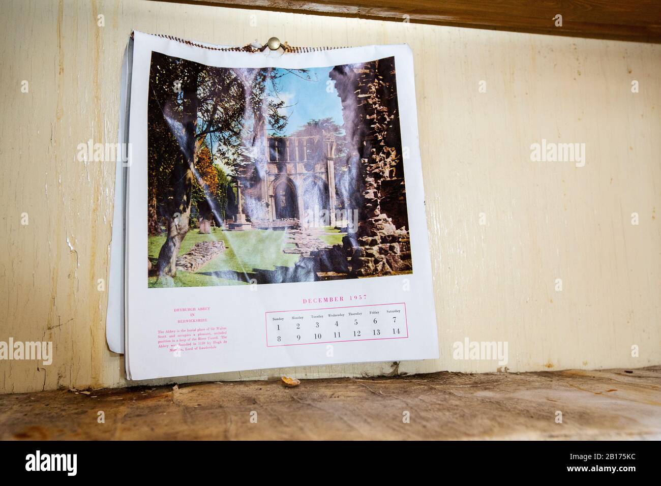 An old calendar in Station W, an old British scientific research ...
