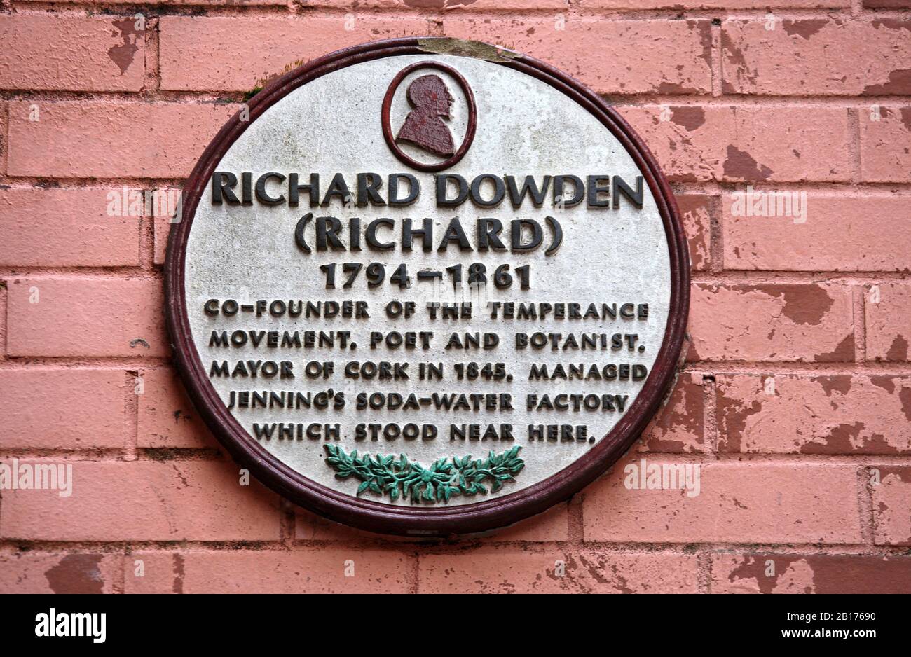 Richard Dowden plaque in the city centre of Cork in Ireland Stock Photo ...