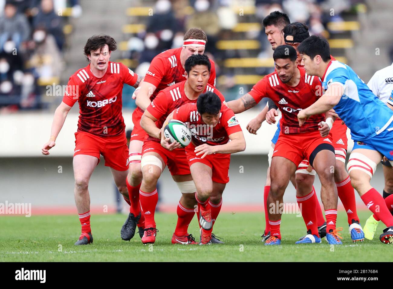 Kobe, Japan. 23rd Feb, 2020. Kobe Steel Kobelco Steelers team group ...