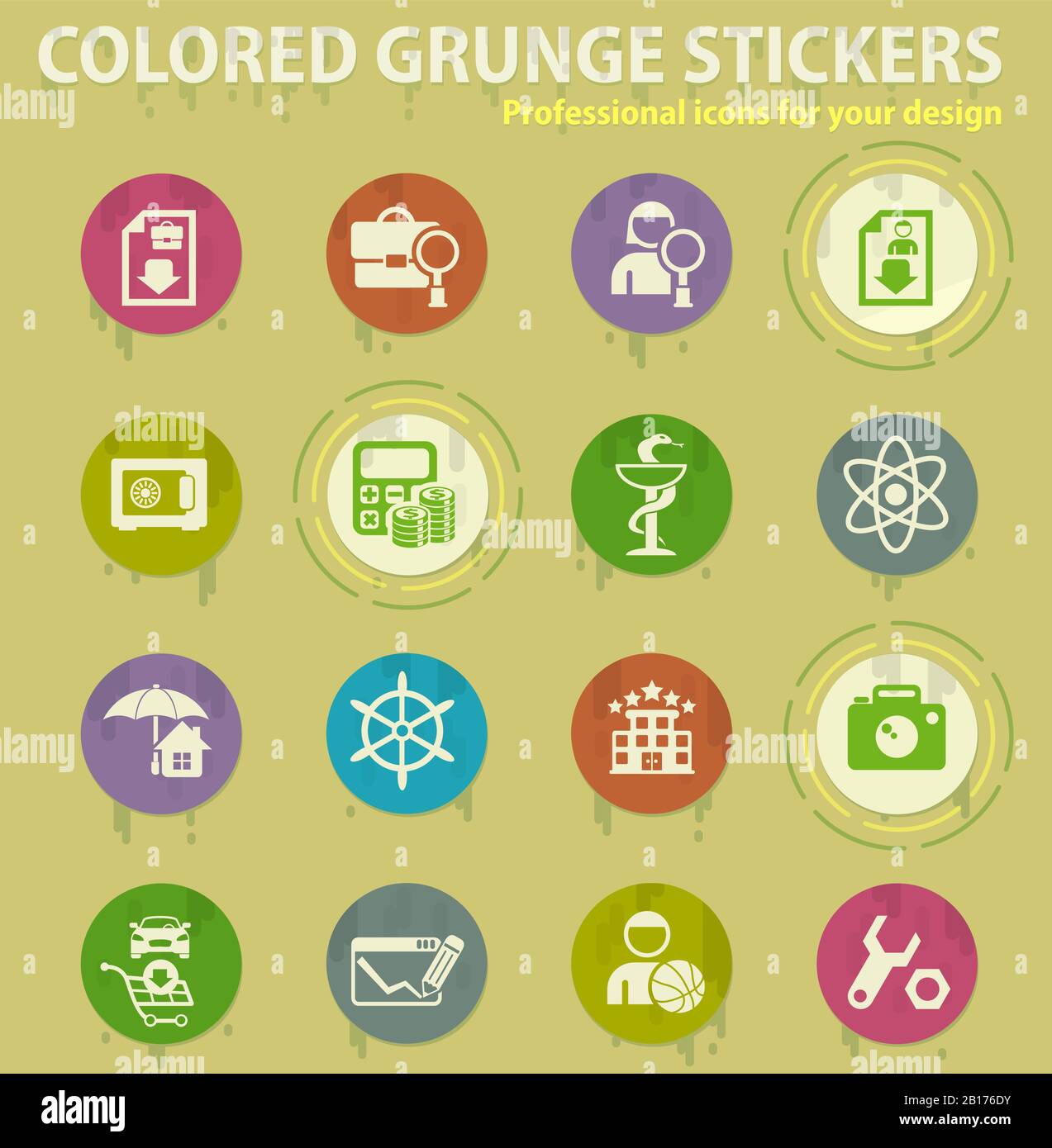 Work searches colored grunge icons Stock Vector Image & Art - Alamy