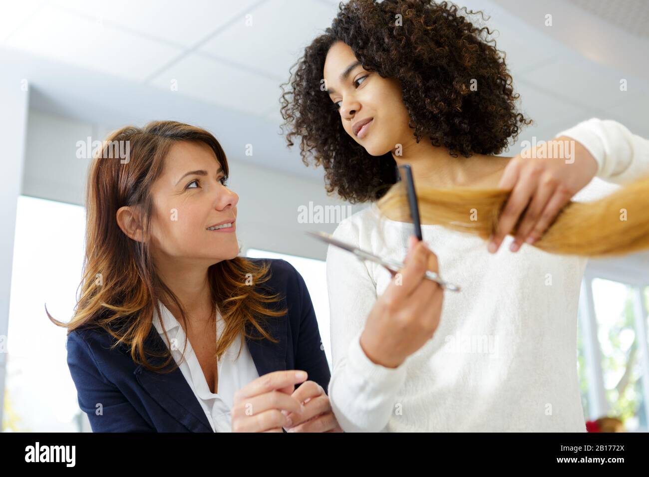 portrait of an apprentice cutting hair Stock Photo - Alamy