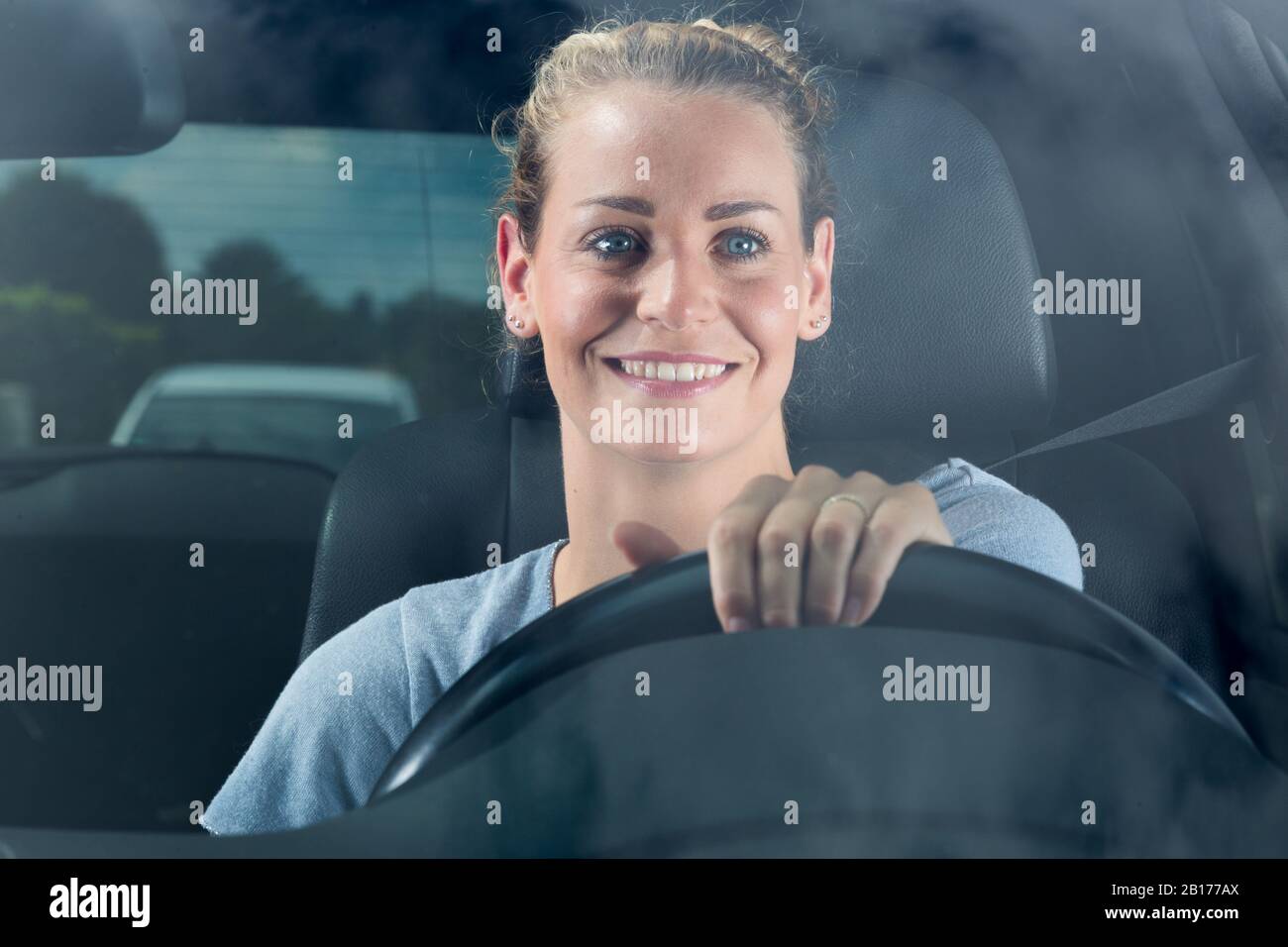 beautiful woman driving car Stock Photo - Alamy