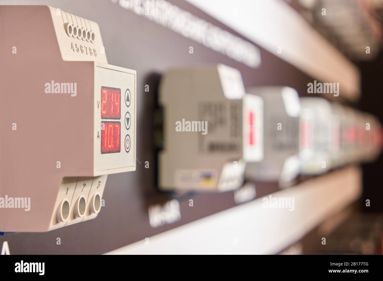 Row of voltage regulator panels Stock Photo - Alamy