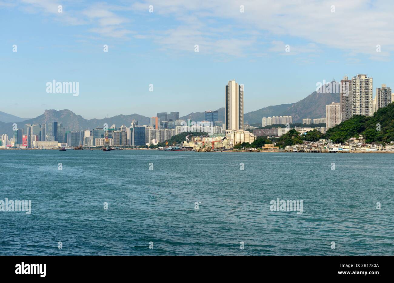 View across Lei Yue Mun towards Yau Tong and Kwun Tong. Hong Kong ...
