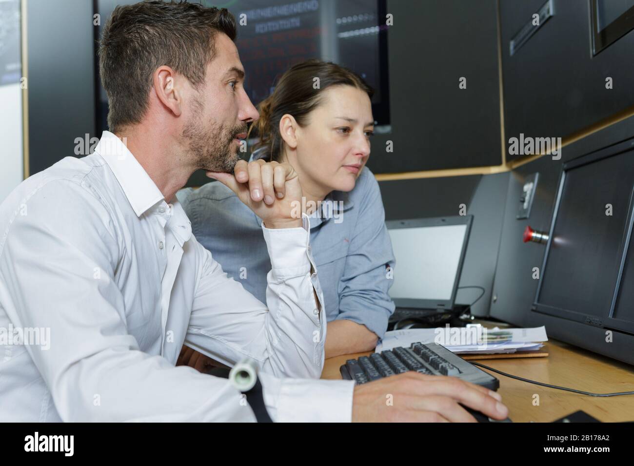 two engineers are computer science workers Stock Photo - Alamy