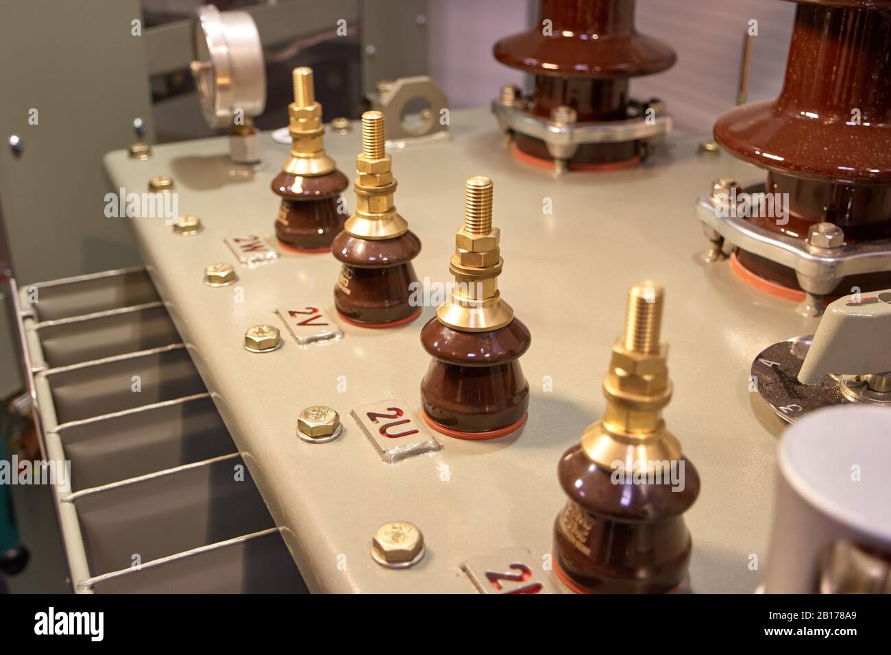 Machine panel with bolts and nuts Stock Photo - Alamy