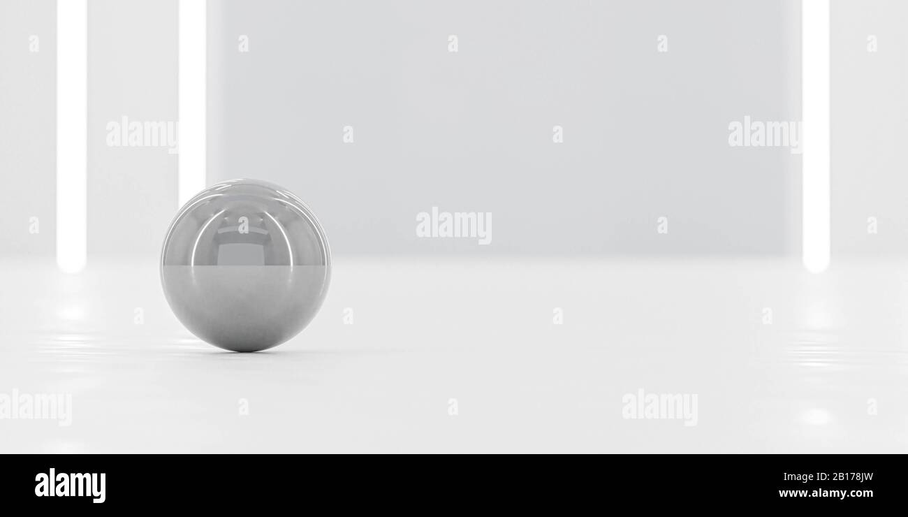 metal ball abstract sphere mirror reflection in bright industrial ...