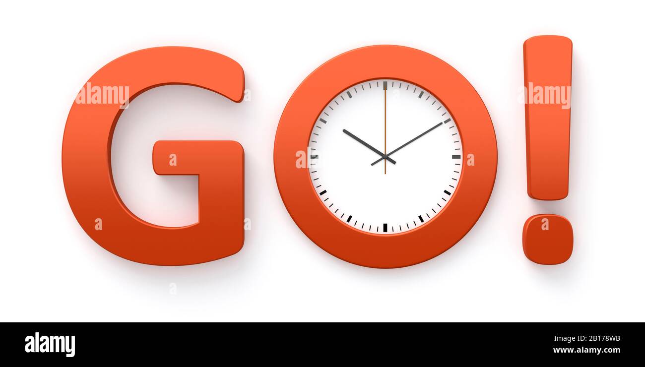 3D computer graphic, lettering GO! with the letter O illustrated as a ...