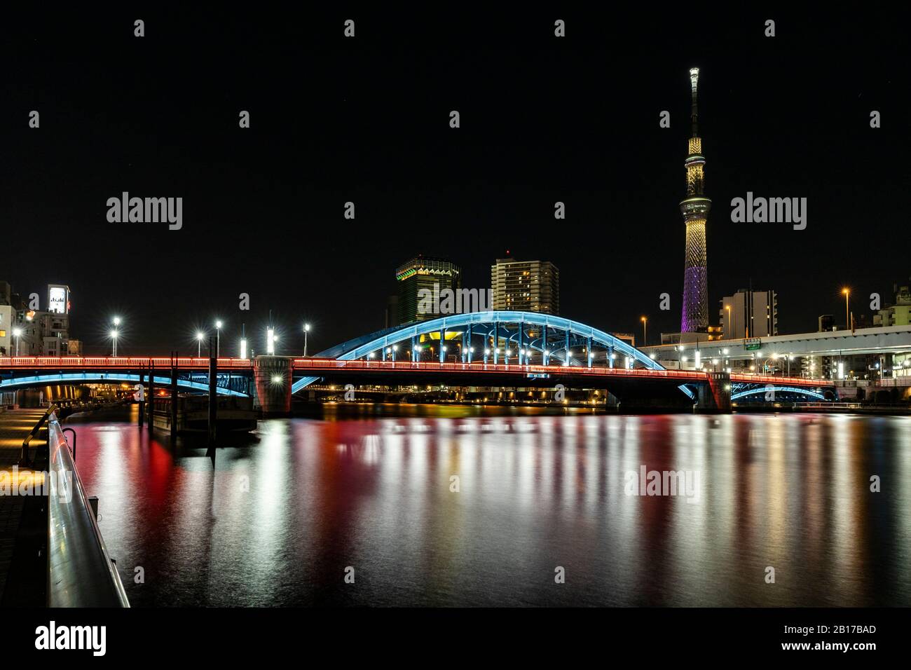Komagata bridge and Toyko Skytree, Sumida river, view from Taito-Ku ...