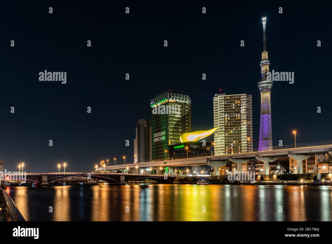 Azumabashi bridge and Toyko Skytree, Sumida river, view from Taito-Ku ...