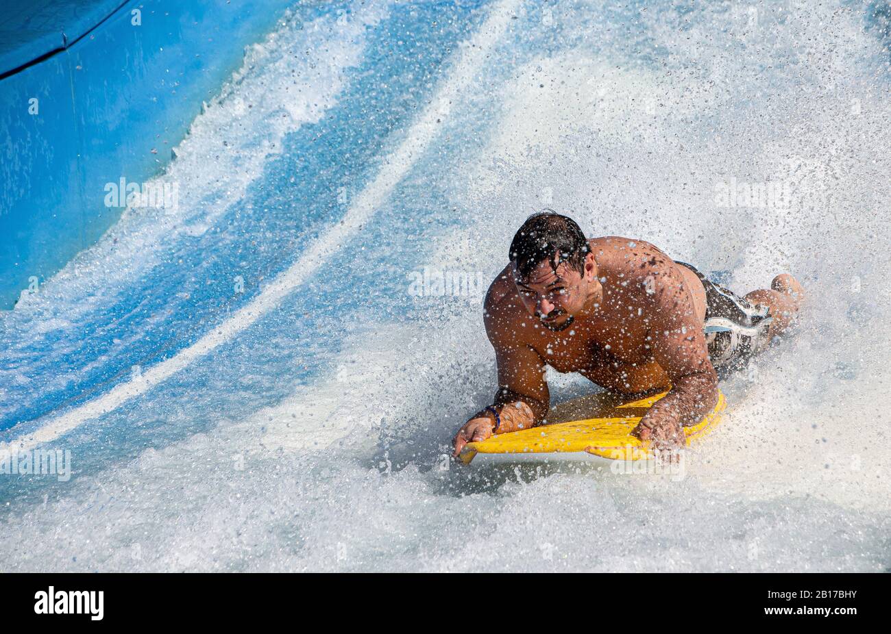 MIAMI, FLORIDA - December 3, 2019: Group led pool games, bars, outdoor ...